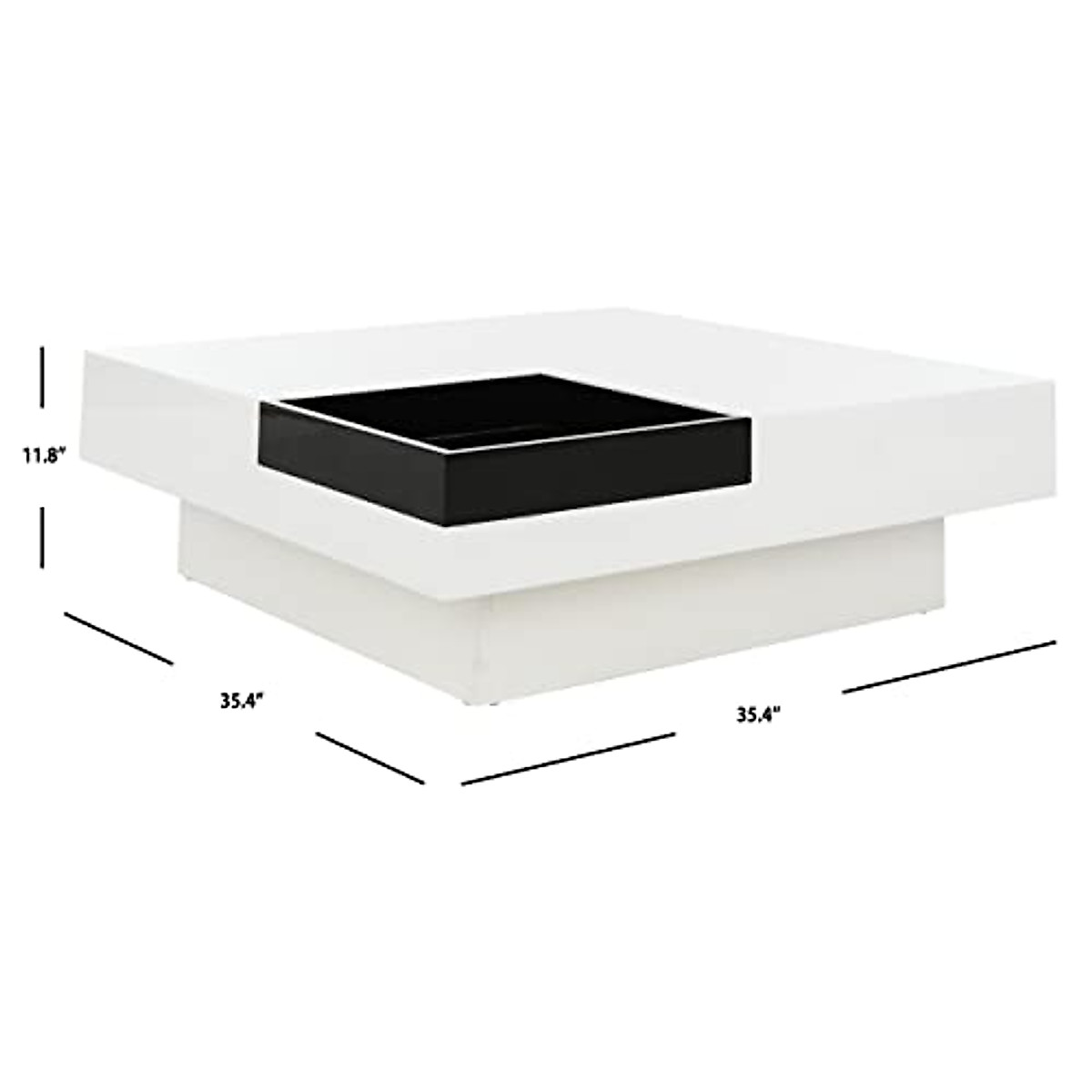 Safavieh Home Collection Wesley Coffee Table, White/Black, 35.4 in x 35.4 in x 11.8 in