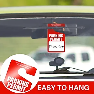100 Pack Parking Permit Hang Tags Plastic Parking Placards PVC Hang Tag 3 x 5 Inch for Car Rear View Mirror (Red)