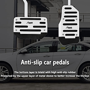 2PCS Non- Slip Automatic Transmission Pedal Covers Replacement Kit,Aluminum Alloy Gas Pedal&Brake Pedal Cover Sporty Car Decor,Universal Car Accessories for Car Safty (Silver/2pcs)