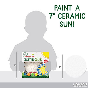 Creative Roots Mosaic Sun Stepping Stone Kit, Includes 7-Inch Ceramic Stepping Stone & 6 Vibrant Paints, DIY Garden Stone for Kids Ages 6+, Multicolor