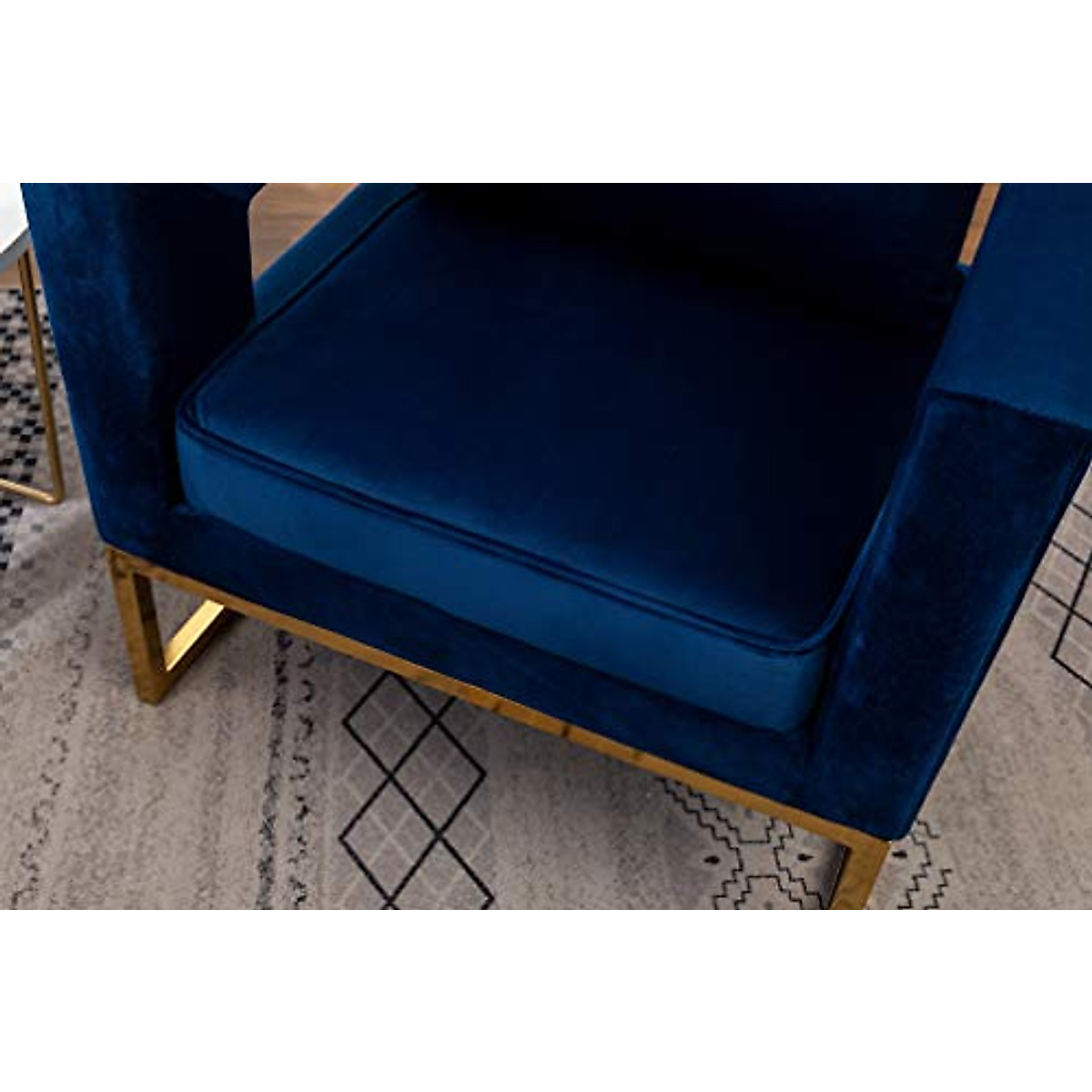 Roundhill Furniture Lenola Upholstered Accent Arm Chair, Blue 29.75D x 27.5W x 34.5H Inch