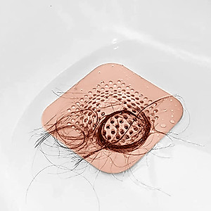 1 Pack Hair Catcher Durable 2 in 1 Sink Drain Cover Silicone Hair Stopper Shower Drain Covers Easy to Install and Clean Suit for Bathroom Bathtub and Kitchen 5.79 * 5.79 * 0.39, Pink