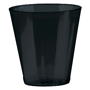 Jet Black Plastic Shot Glasses - 2 oz. (Pack of 6) - Perfect for Halloween Parties, Spooky Barware & Drinkware Accessory