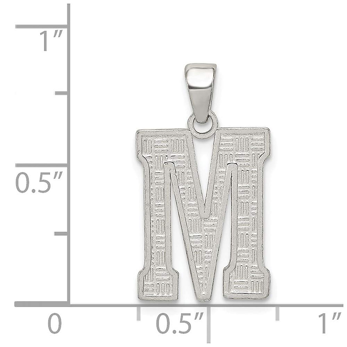 Solid 925 Sterling Silver Initial Letter M Alphabet Charm Pendant 25mm