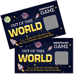 Haizct 50 Pack Rocket Ship Baby Shower Game Scratch Off Cards for Baby Shower, Baby Shower Activity and Idea (Out Of This World)