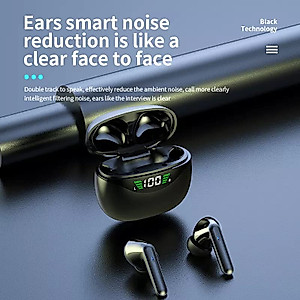 Bluetooth Earbuds Headset 5.3 Wireless with Charging Case, Wireless Headphones, Noise Reduction HI-FI Audio, LED Screen (Black)