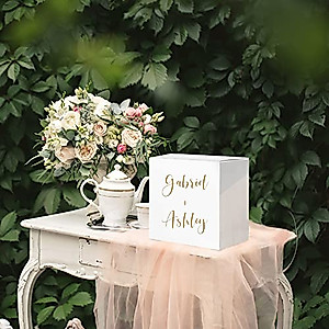 UNIQOOO White Acrylic Card Box w/Slot, Thick DIY Wedding Box Blank No Print, Large 10x10x5.5 in, for Reception Decoration Fundraiser Money Box Election Ballot Graduation Keepsake Party Favor