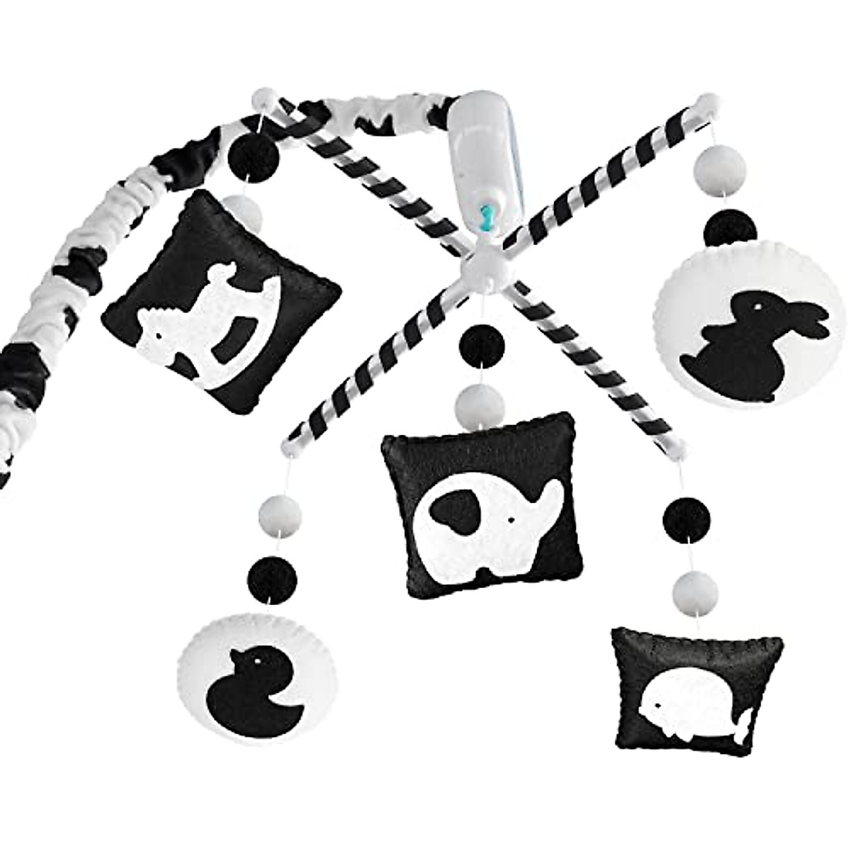 EVERLOVE | Montessori Mobile Baby for Crib | Digital Music Box with 12 lullabies & 3 Modes (Rotating only, Music only, Rotating with Music) - Black and White Baby Mobile for Boys & Girls