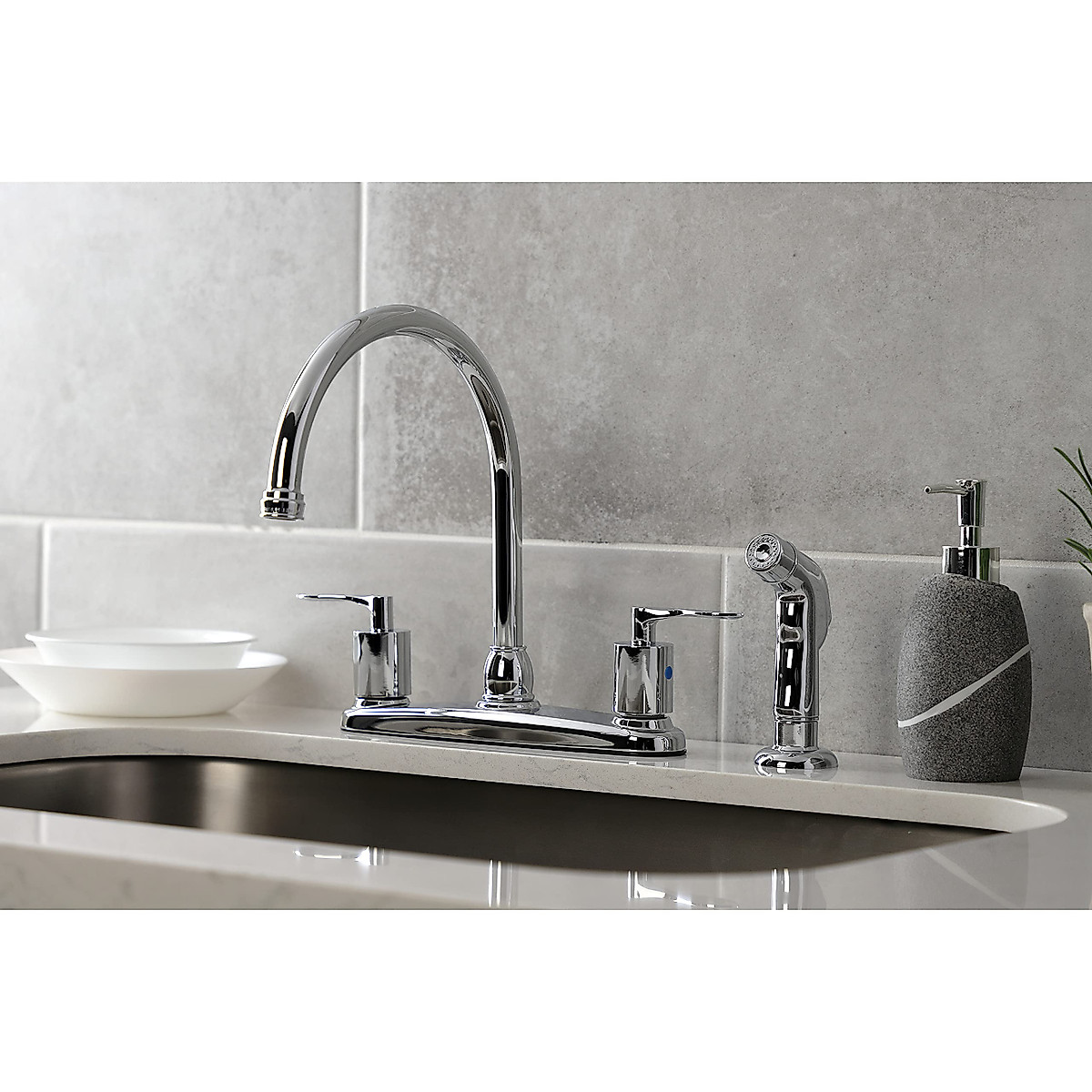 Kingston Brass FB791SVLSP Serena 8" Centerset Kitchen Faucet, Polished Chrome