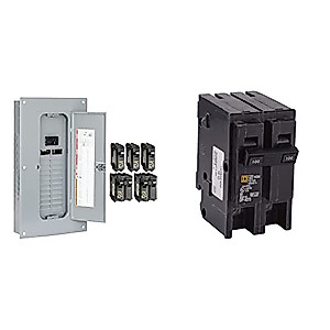 Square D by Schneider Electric HOM2448M100PCVP Homeline 100 Amp 24-Space 48-Circuit Indoor Main Breaker Load Center with Cover - Value Pack (Plug-on Neutral Ready), & 00-Amp Two-Pole Circuit Breaker