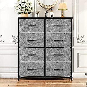 SMUG Dresser, Drawers Dresser for Bedroom Cabinet Organizers Wood Top Table Furniture with 8 Fabric Storage Drawers Chest Tower Unit, Chest of Drawers for Closet, Living Room, Hallway, Porch