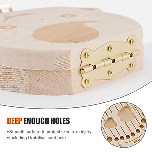 Baby Tooth Box by NASHRIO - Wooden Kids Keepsake Organizer Gift for Baby Teeth, Cute Children Tooth Container with Tweezers to Keep the Childwood Memory (Boy)