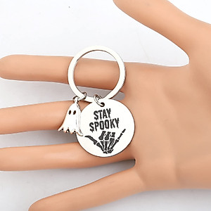TGBJE Halloween Party Gift Stay Spooky Keychain Halloween Ghost Gift Halloween Horror Gift Trick or Treat Gift (stay spooky kc)