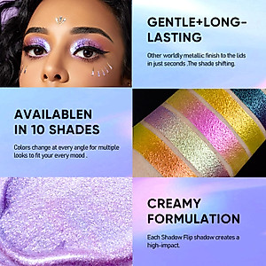 MAKI YIKA Glitter Eyeshadow Rose Pink Liquid Multichrome Eyeshadows Long Lasting, Metallic Chameleon Eye Shadow Smudgeproof Holographic Multi-Dimensional Eye Looks (#5 Moonbow)