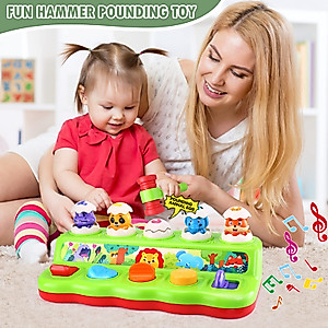 Yerloa Whack A Mole for Toddlers Dinosaur Toys for Kids 3-5 & Baby Musical Pop Up Animal Toys for 6-12-18 Months 1 Year Old Boy Girl