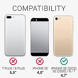 kwmobile Case Compatible with Apple iPhone SE (2022) / iPhone SE (2020) / iPhone 8 / iPhone 7 - Crossbody Case Clear Transparent TPU Phone Cover with Metal Chain Strap - Silver/Transparent