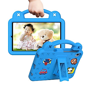 Tading for TCL Tab 8 LE Case for Kids, Children Friendly DIY Cartoon EVA Foam Protective Handle Stand Cover for TCL Tab 8 LE (Model: 9137W)/ TCL Tab 8 WiFi (Model: 9132X) - Light Blue