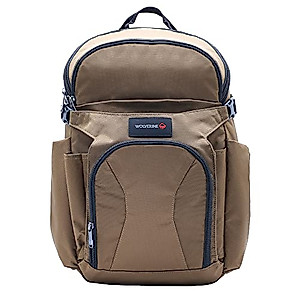 WOLVERINE 33L Cargo Pro Backpack with Expandable Helmet Stash, Laptop Compartment, 7 Pockets & Moisture Wicking Straps, Chestnut, One Size