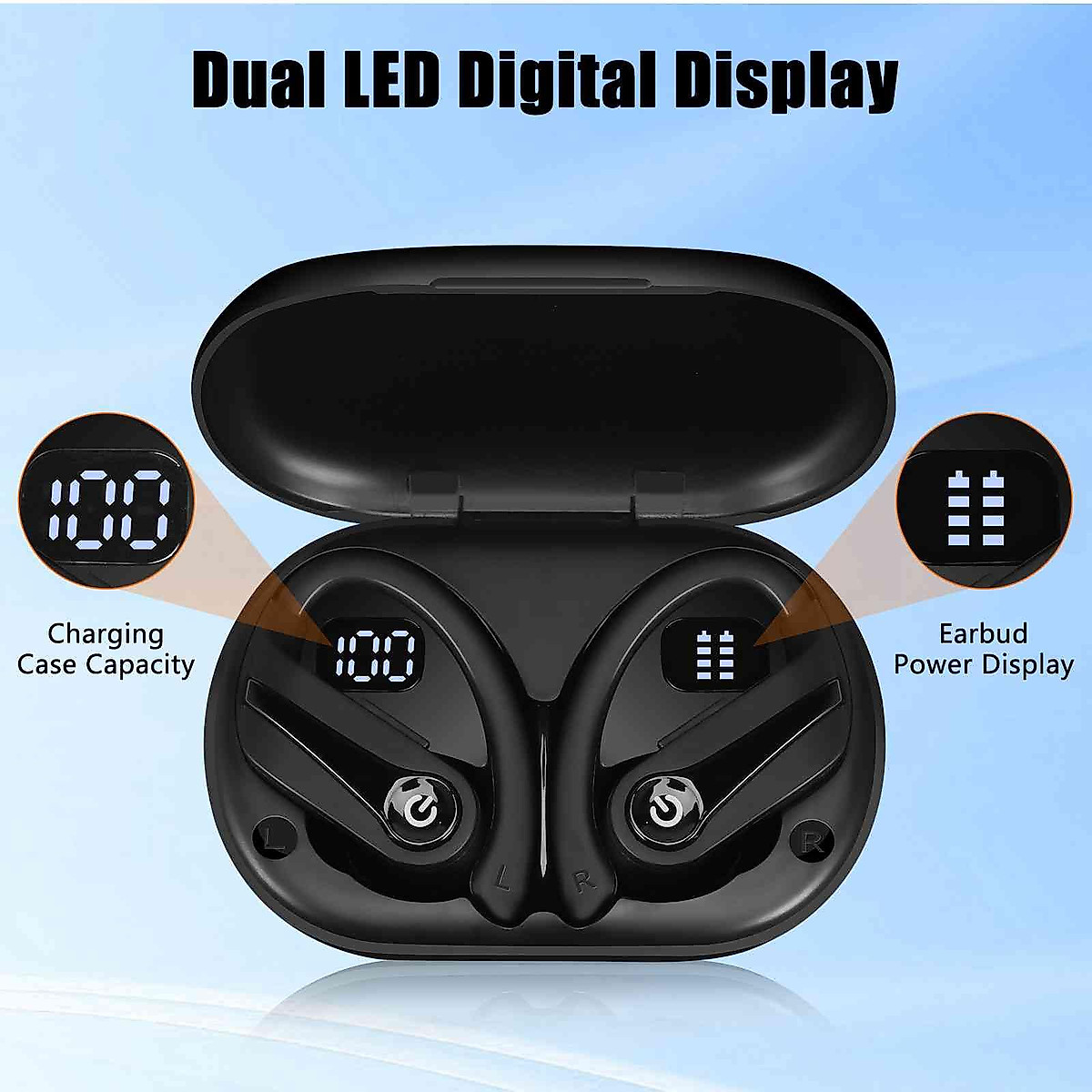 Q63 Wireless Earbuds for Motorola Moto G Stylus 5G with Immersive Sound True 5.0 Bluetooth Over The Ear Sport Headphones with a Charging Case - Stereo Calls Touch Control IPX7 Sweatproof Deep Bass