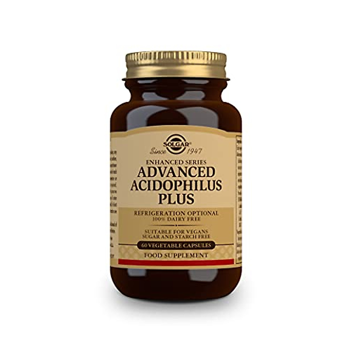 Solgar Advanced Acidophilus Plus, 60 Vegetable Capsules - Supports Healthy Intestinal Flora - 500 Million Microorganisms Per Serving - Gluten & Dairy Free - Vegetarian - 60 Servings