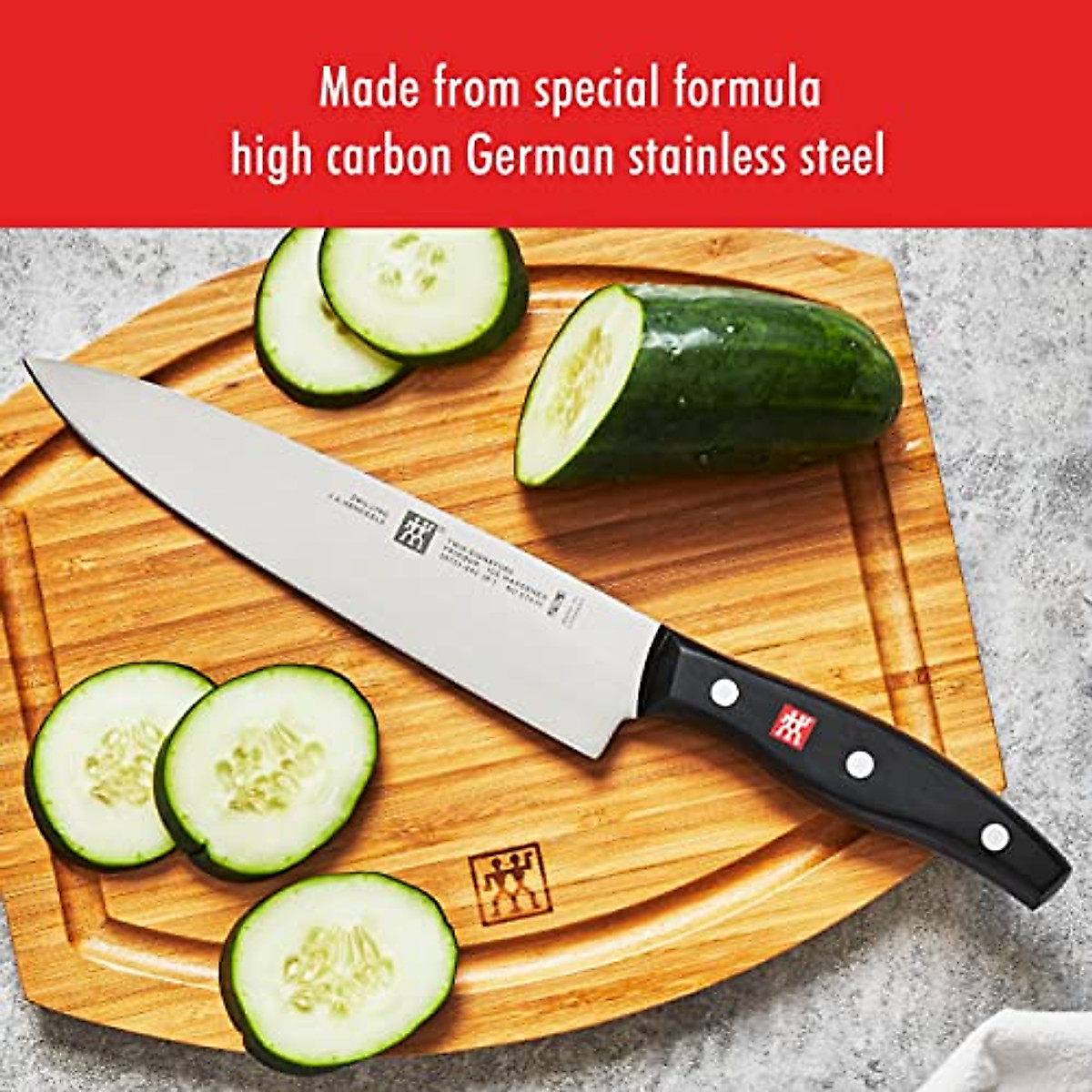 ZWILLING Twin Signature 15-Piece German Knife Set with Block, Razor-Sharp, Made in Company-Owned German Factory with Special Formula Steel perfected for almost 300 Years, Dishwasher Safe
