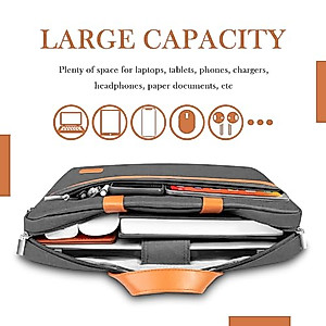 Ferkurn Laptop Bag Case Women Men Computer Bag for HP Envy Pavilion Omen/MSI/LG Gram/Dell Inspiron XPS/Lenovo Thinkpad/ASUS/Acer, Shoulder Messenger Bag Strap Carrying Briefcase, Grey, 15 15.6 Inch