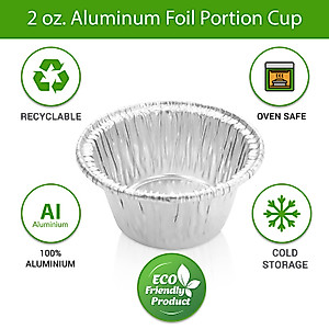 KitchenDance Disposable Aluminum Ramekins Souffle Foil Cups - 2 Ounces Round Individual Baking Cup Perfect for Home, Bakeries, Restaurants - Great for Parties and Catering, S220, 500 Count