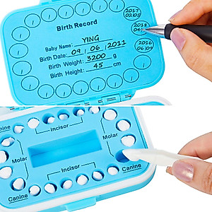 Jetec 2 Pieces Baby Teeth Keepsake Box PP Tooth Fairy Box Kids Tooth Storage Holder Organizer for Lost Teeth Cute Kids Deciduous Collection to Keep the Childhood Memory(Blue and Pink)