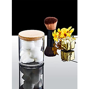 Boxup Air Tight Canister Storage Container with Wooden Lid Holder Bathroom Jars Canisters for Cotton Ball Swab Pad Storage Dispenzer