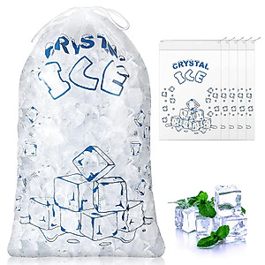 Ice Maker Ice Bags, 5 Pack Clear Plastic Ice Bags with Drawstring Closure, 8 lbs Capacity, Perfect for Filling Ice Buckets, Ice Storage, and Transporting Ice