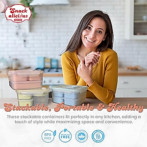 Snackalicious Snackle Box Container | Snack Containers, 6 Inner Snack Box Containers, Leak Proof Silicone Seal Snack Box With Handle, 4-way Lock, and Fork & Spoon, Snackle Box Container