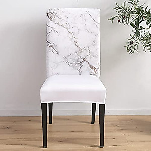 Chair Protector Seat Covers Gray Marble Agate Crack on White Stretch Removable Dining Room Chair Cover Set of 6,Abstract Stripes Art Slipcovers for Kitchen Party Hotel Wedding