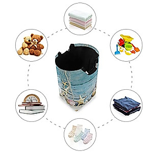 xigua Sea Beach Laundry Hamper with Handle Collapsible Laundry Basket Freestanding Clothes Hamper Storage Basket for Toys Clothes Organizer
