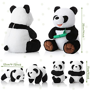 Skylety 5 Pcs Panda Stuffed Animal 14 Inch Mommy Panda Plush Pillow with 4 Baby Small Pandas Soft Panda Plush Set Gift for Christmas Birthday Party Favors(Classic Style)