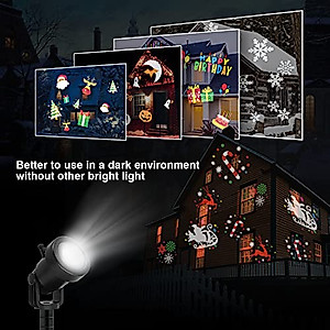 Christmas Light Projector, LANGTU 2022 Upgraded LED Christmas Halloween Lights Outdoor Indoor Snowflake Rotating Projector Lamp with 16 Themes for Garden Party New Year Xmas