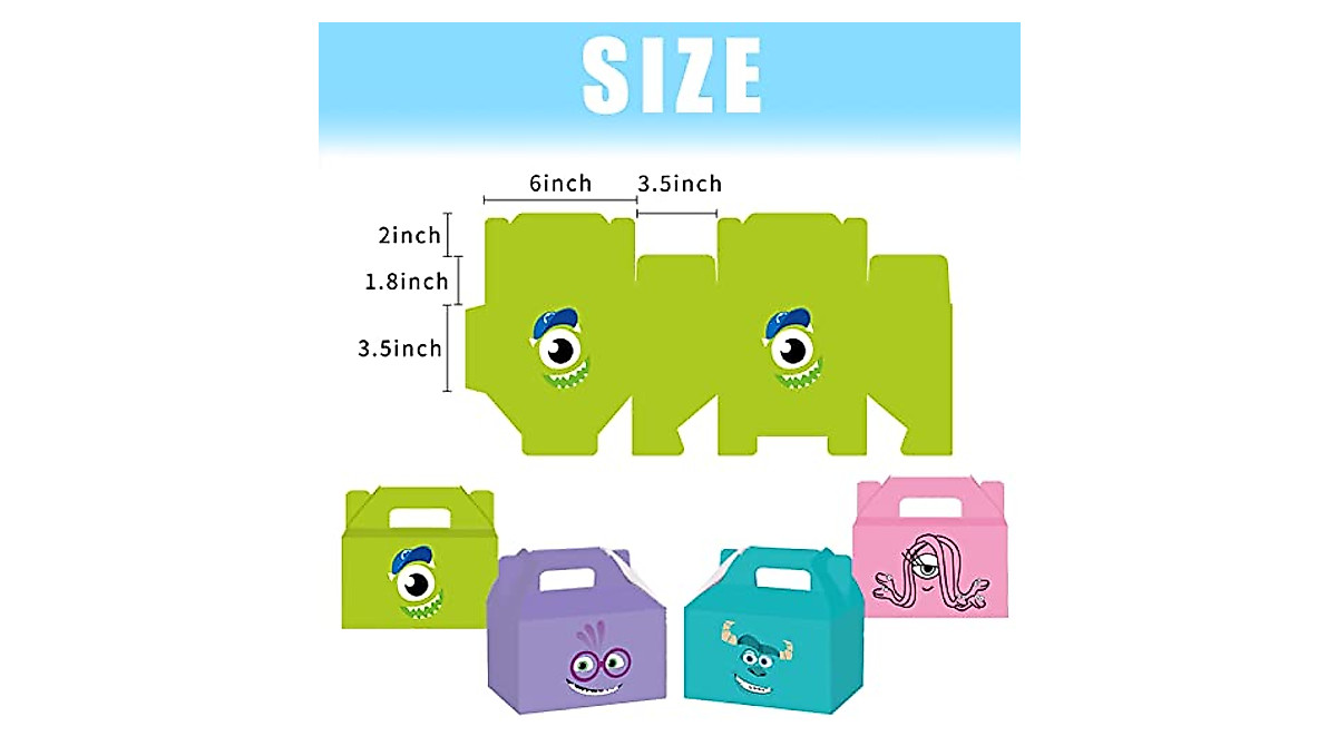 Monster Inc Treat Boxes Set – 16 Themed Candy & Favor Boxes
