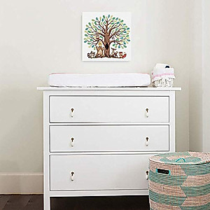 Fingerprint Tree Canvas - The Alternative to A Baby Shower Guest Book - with 25 Complimentary Good Advice Cards & Ink, Woodland