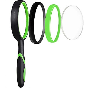 50mm 10X Handheld Magnifying Glass Shatterproof Reading Magnifier for Seniors and Kids, Real Glass Magnifying Lens with Non-Slip Rubber Handle for Reading Hobbies and Science