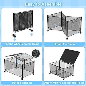 VyGrow Toy Storage, Metal Toy Box with Wheels, 72L Large Toy Chest with Lid for Toy, Clothes, Shoes, Blankets Storage, Black, 2Pack