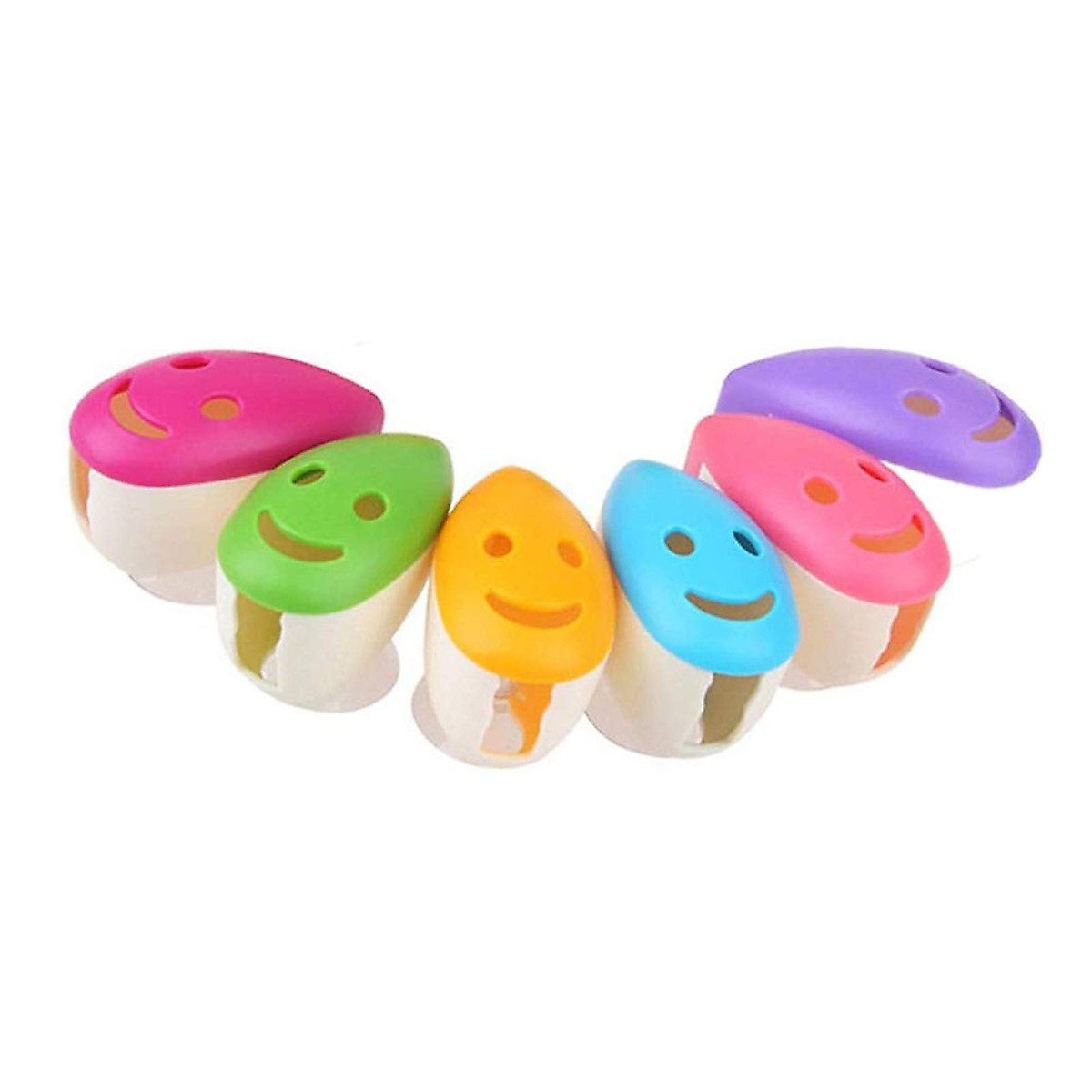 VADOO 6Pcs Toothbrush Head Cover Cap Suction Cup Toothbrush Case Portable Toothbrush Protector Holder (Random Color)