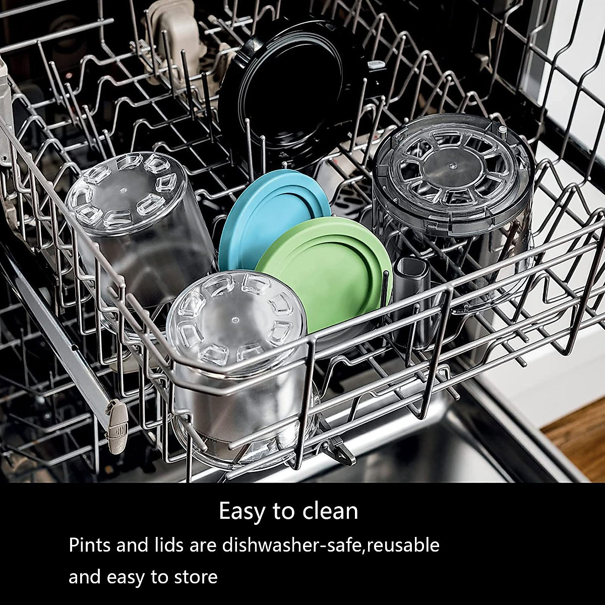 CDOUTSUN 4 Pack Ice Cream Containers Ice Cream Replacement Containers with 4 Colors Lids Airtight Anti-slip Food Container Sets Container Sets with spoon (Blue, Pink, Green, Grey)