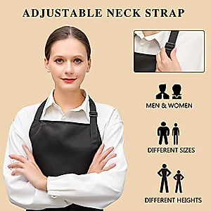 Yhywcy Bib Apron Adjustable Black Apron for Men Women Kitchen Apron Cooking Apron Service Apron Work Apron Nail Styling Apron (3pcs With pockets)