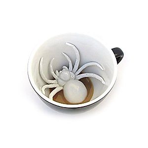 Creature Cups Spider Ceramic Cup (11 Ounce, Black Exterior) - Creepy Cups - Hidden Animal Inside Mug - Birthday, Halloween, Spooky Gift for Coffee & Tea Lovers