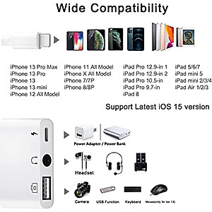 USB 3 Camera Adapter,3 in 1 USB Female OTG Adapter with Charging and 3.5mm Headphone Audio Jack Splitter for iPhone/iPad,Support USB Flash Drive,MIDI Keyboard