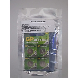 GP A76 LR44 AG13 Alkaline Cell 1.5V Button Cell 4 Batteries with Cloth