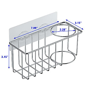 ARIANGE Kitchen Sink Brush Holder and Sponges Holder /. 2-in-1 Adhesive Sink Caddy, Stainless Steel Rust Proof Water Proof