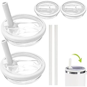 2-pc 40 ounce drum cover replacement for Stanley Cup, Stanley leak proof cover, straw cover replacement for Stanley Cup, and reusable drum cover for Stanley Cup (white*2)