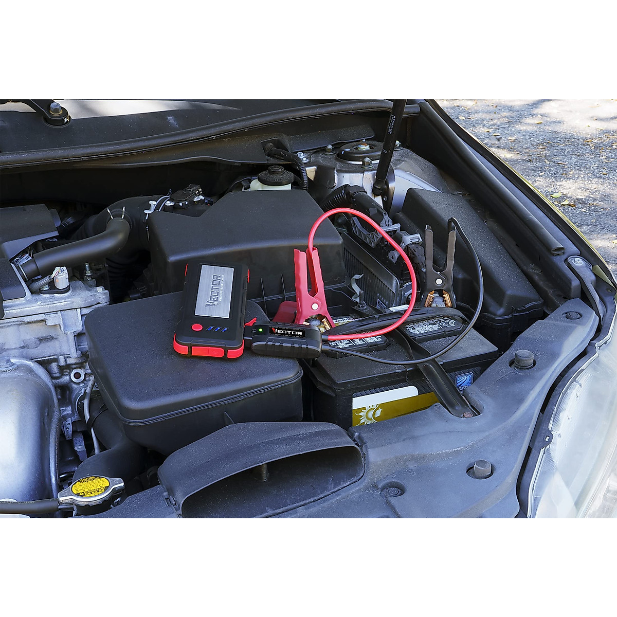 VECTOR SS6LV 1200 Peak Amp Lithium Jump Starter Battery Booster, USB-A(2.1 Amps), USB-C(3.1 Amps), Power in & Out, LED Work Light, & Heavy Duty Powder Coated Clamps