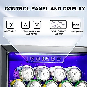 Antarctic Star 3.1Cu.Ft, Cabinet Beverage Cooler/Refrigerator - 105 Can Soda or Beer Mini Fridge, Small Wine Cellar for Home and Bar,Compact Drink Cooler,Electronic Temperature Control, Black