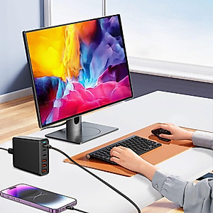 USB C Charger Block, Fast Charging Station，GaN 160w Multiple Port Fast Charging Station USB C Wall Charger Block Comaptible for MacBook Surface Thinkpad Dell Steam Deck iPad iPhone 14 13 12 Pro Max